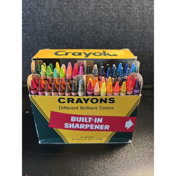Crayola | Office | Vtg Crayola Crayons Box Of 64 With Sharpener Retired ...